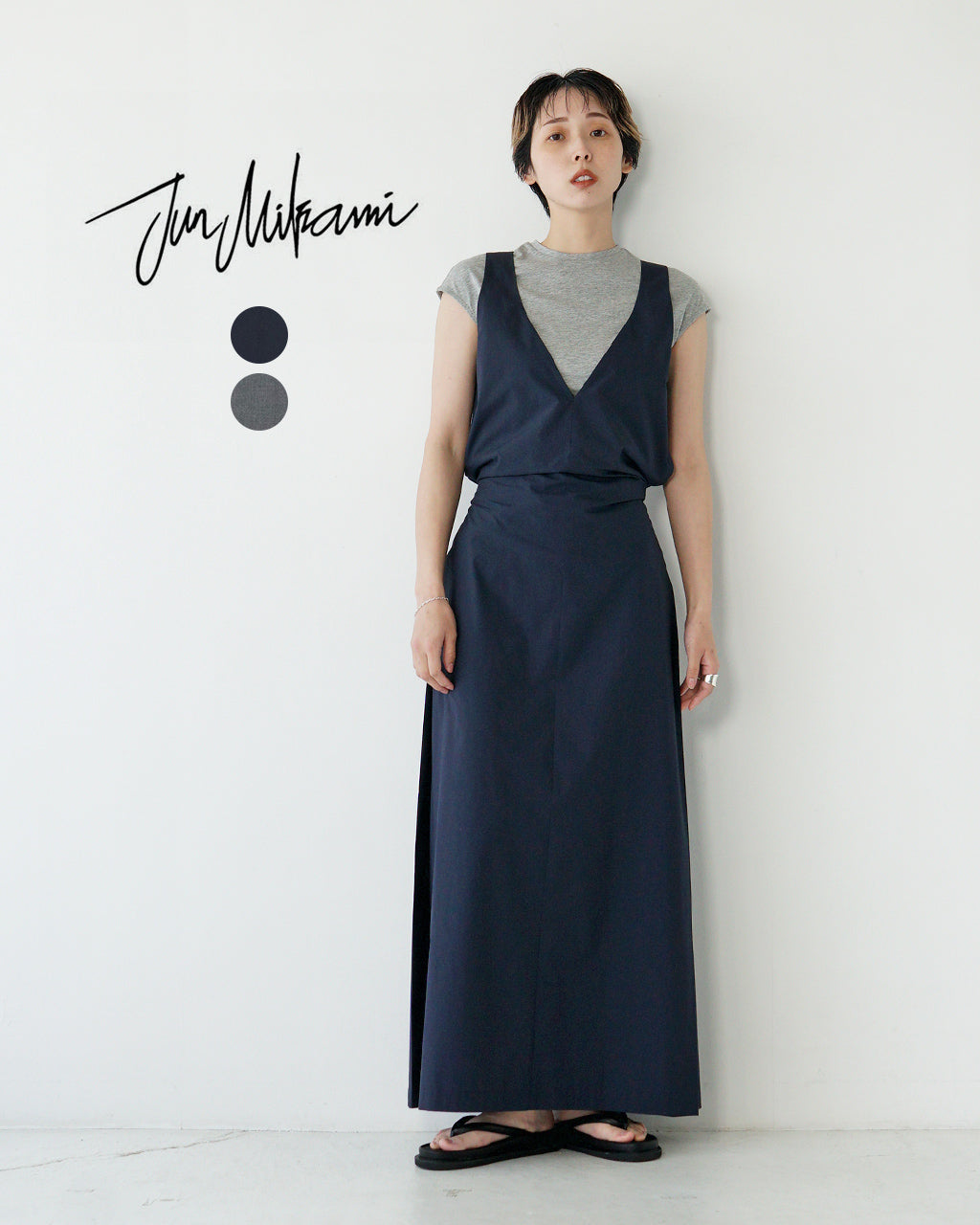 涼感素材で快適｜JUN MIKAMI バックオープンワンピース 25SS-7-J | CROUKA